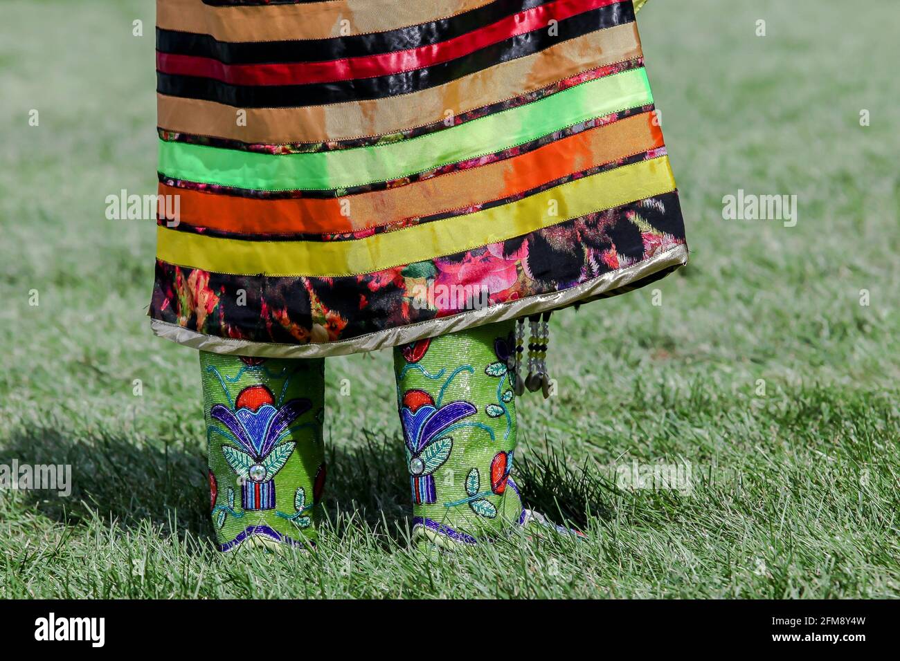 MASHANTUCKET RESERVATION, CT, USA-AUGUST 25, 2018: Dancer close up from ...