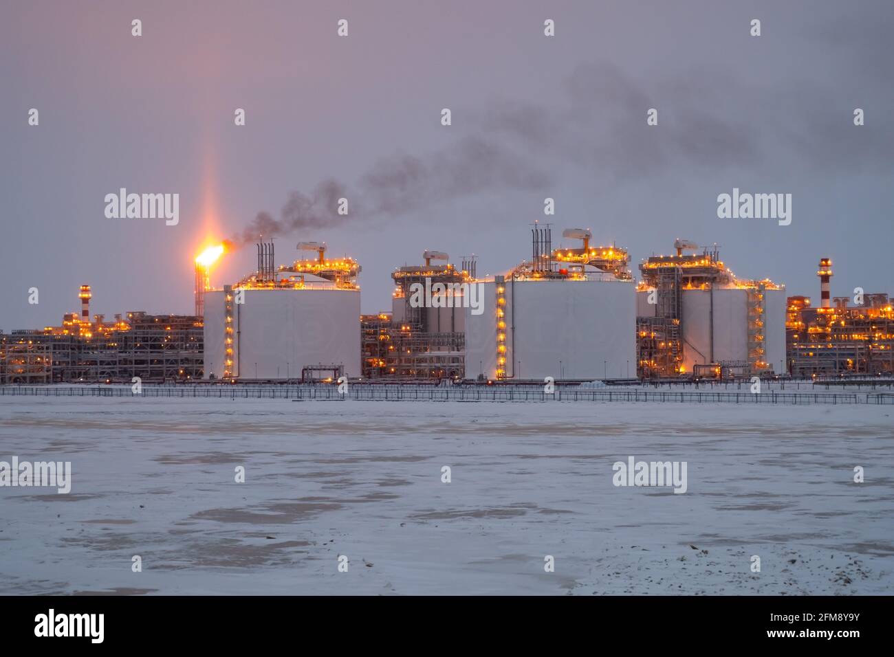 Sabetta, Tyumen region, Russia - April 4, 2021: Natural gas processing ...
