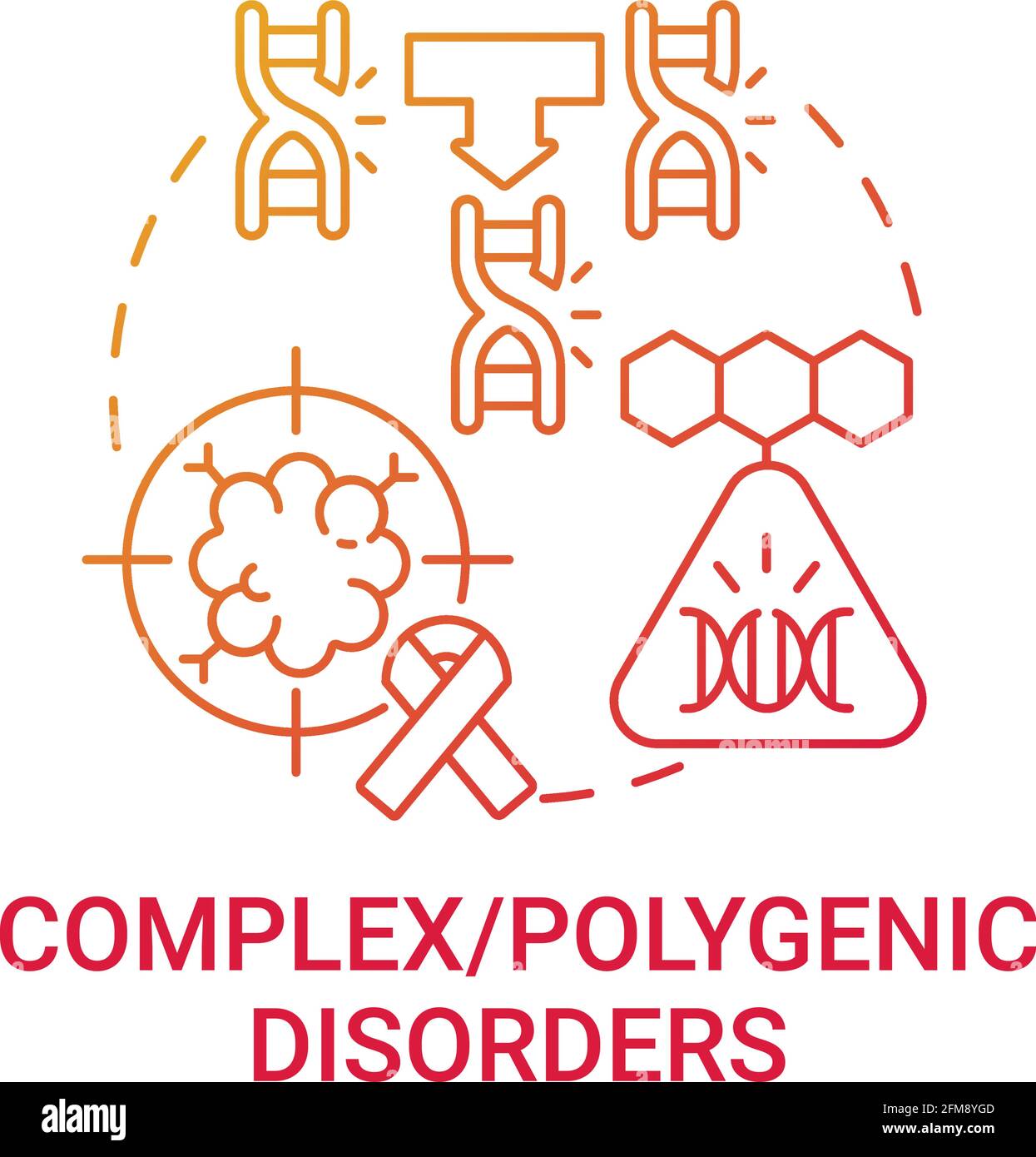 Complex, polygenic disorders red gradient concept icon Stock Vector ...