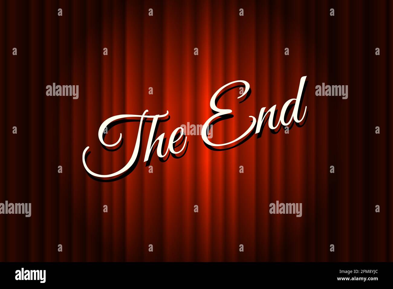 vector illustration of the end of the movie on red curtain Stock Vector ...