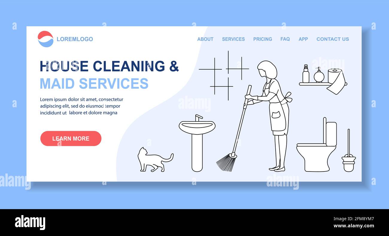 Vector illustration Apartment House Cleaning Maid service Woman cleans ...