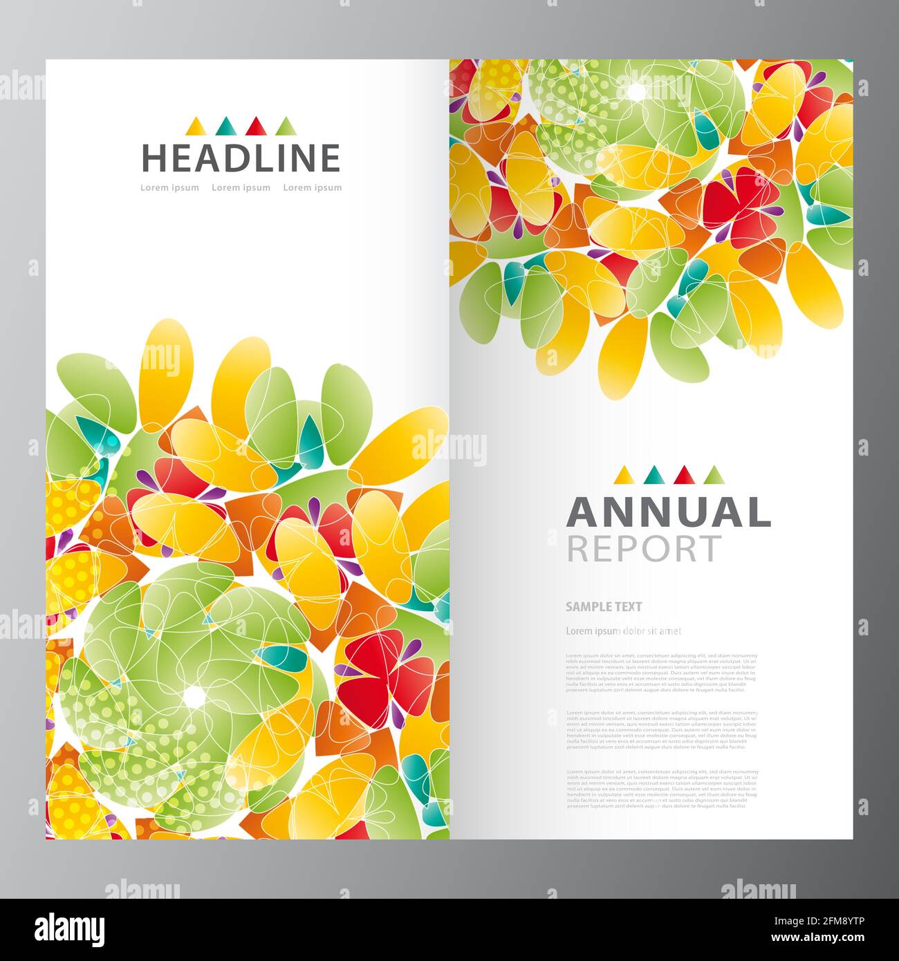 Annual colorful business report template design layout Stock Vector ...