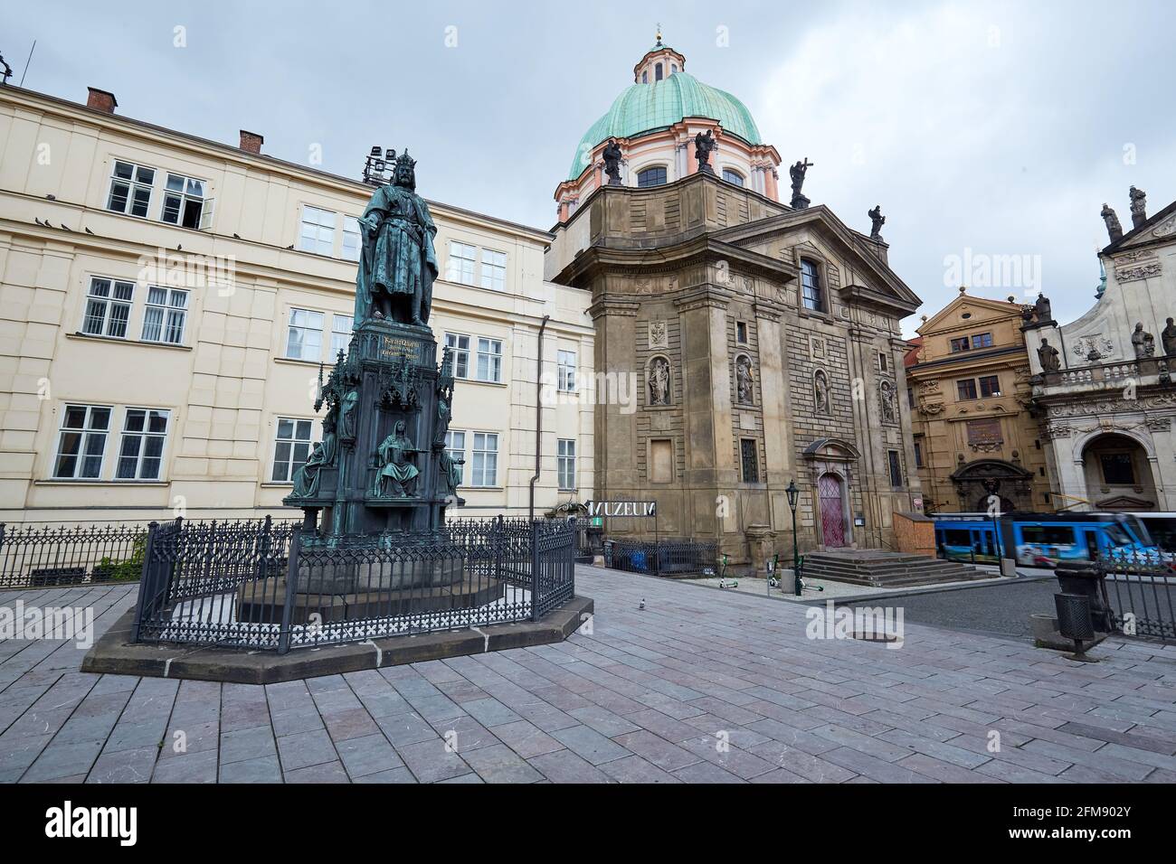 PRAHA, CZECH REP., JUN 11, 2020: Statue of Charles IV, Charles bridge ...