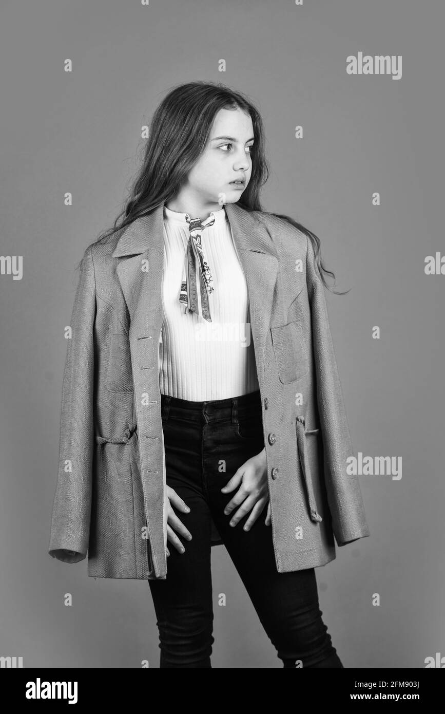 Oversize concept. Trench coat fashion trend. Fashionable coat. Little ...