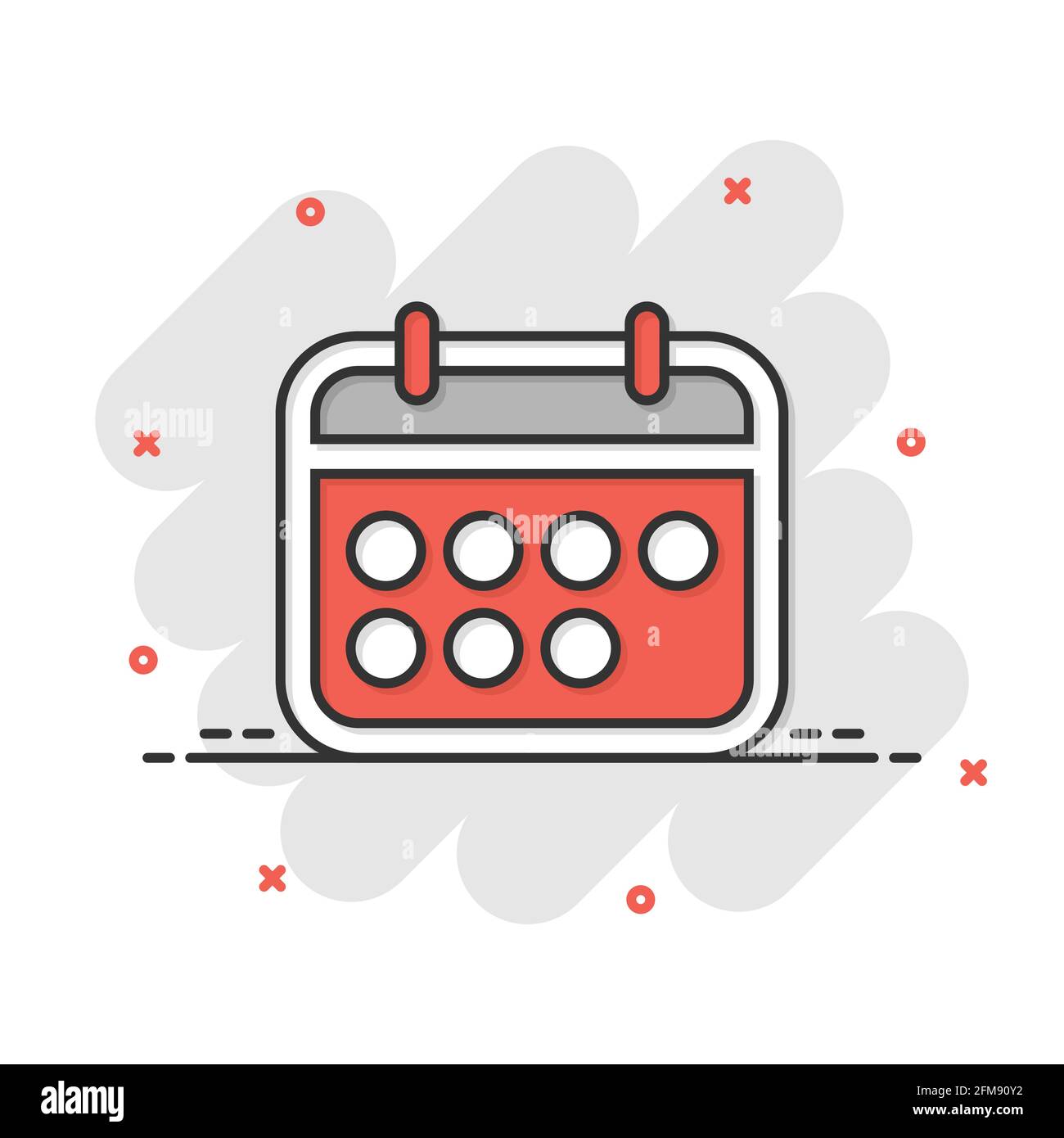 Calendar icon in comic style. Agenda cartoon vector illustration on ...