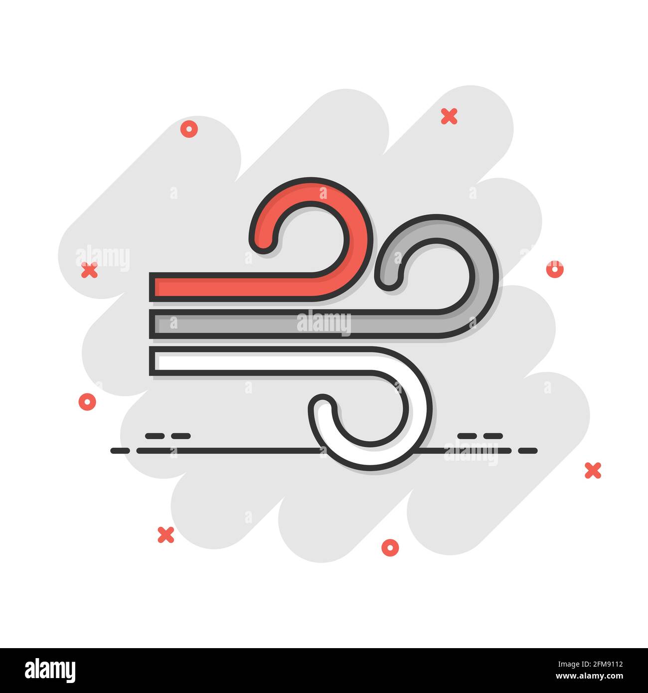 Wind icon in comic style. Air cartoon vector illustration on white ...