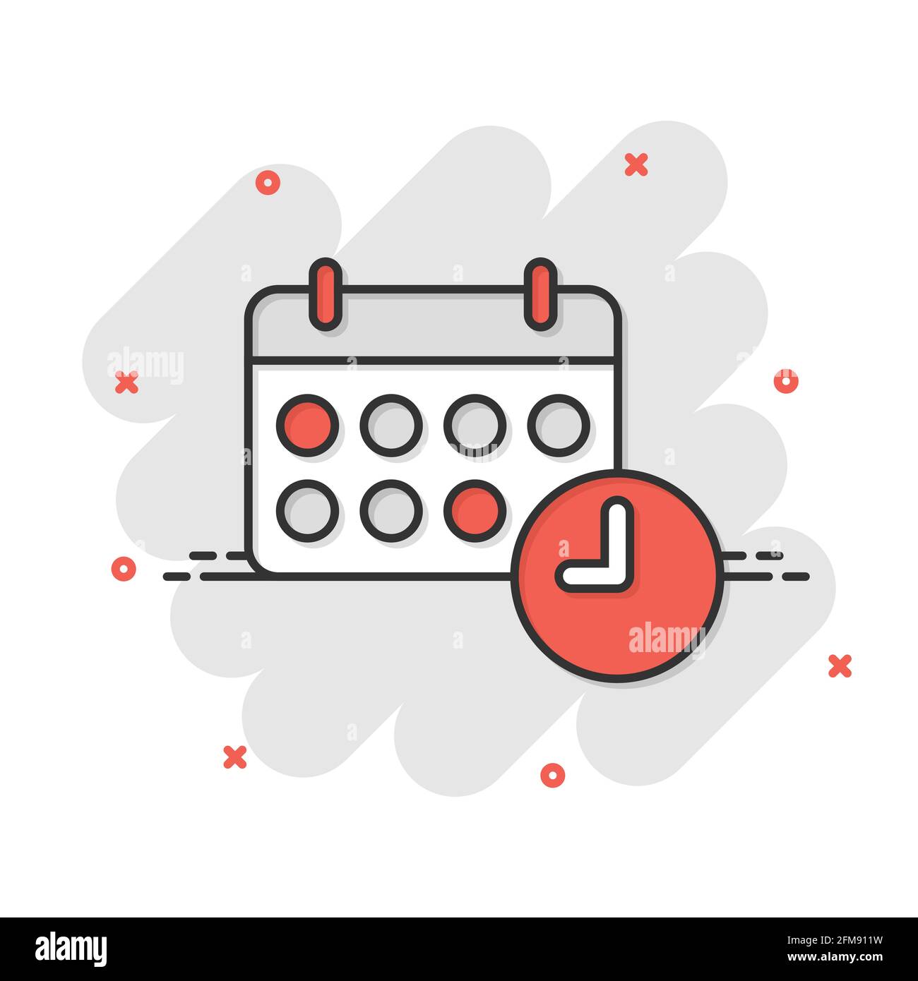 Calendar icon in comic style. Agenda cartoon vector illustration on ...