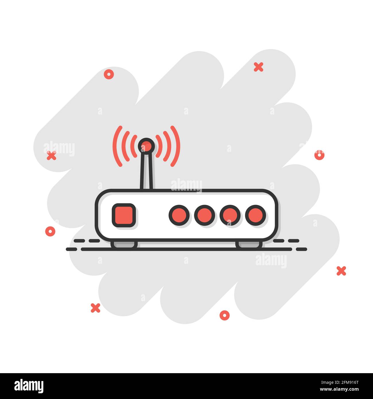 Wifi router icon in comic style. Broadband cartoon vector illustration ...