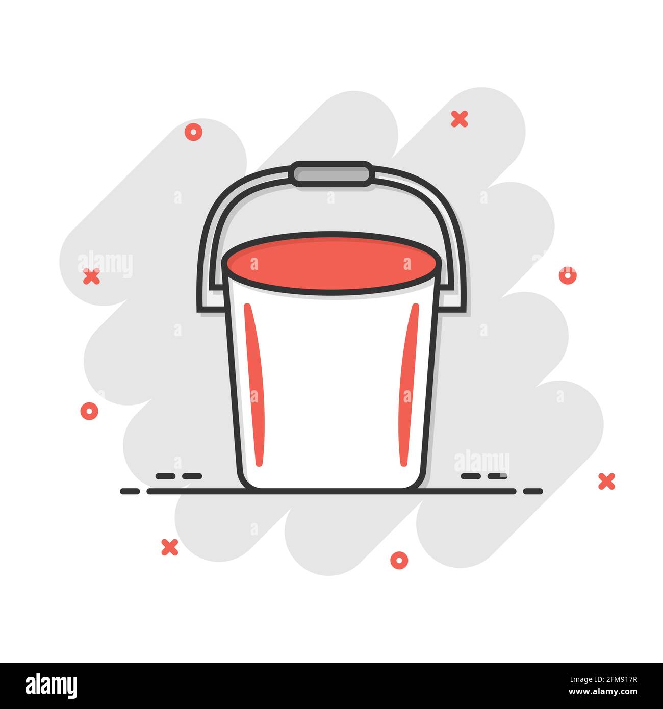 Bucket icon in comic style. Garbage pot cartoon vector illustration on ...