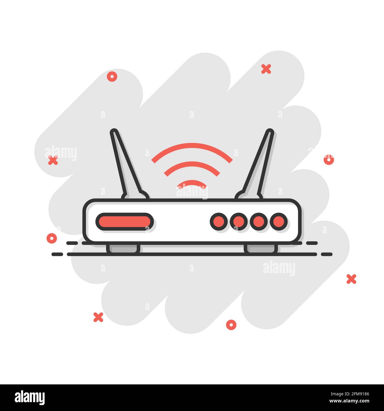 Wifi router icon in comic style. Broadband cartoon vector illustration ...