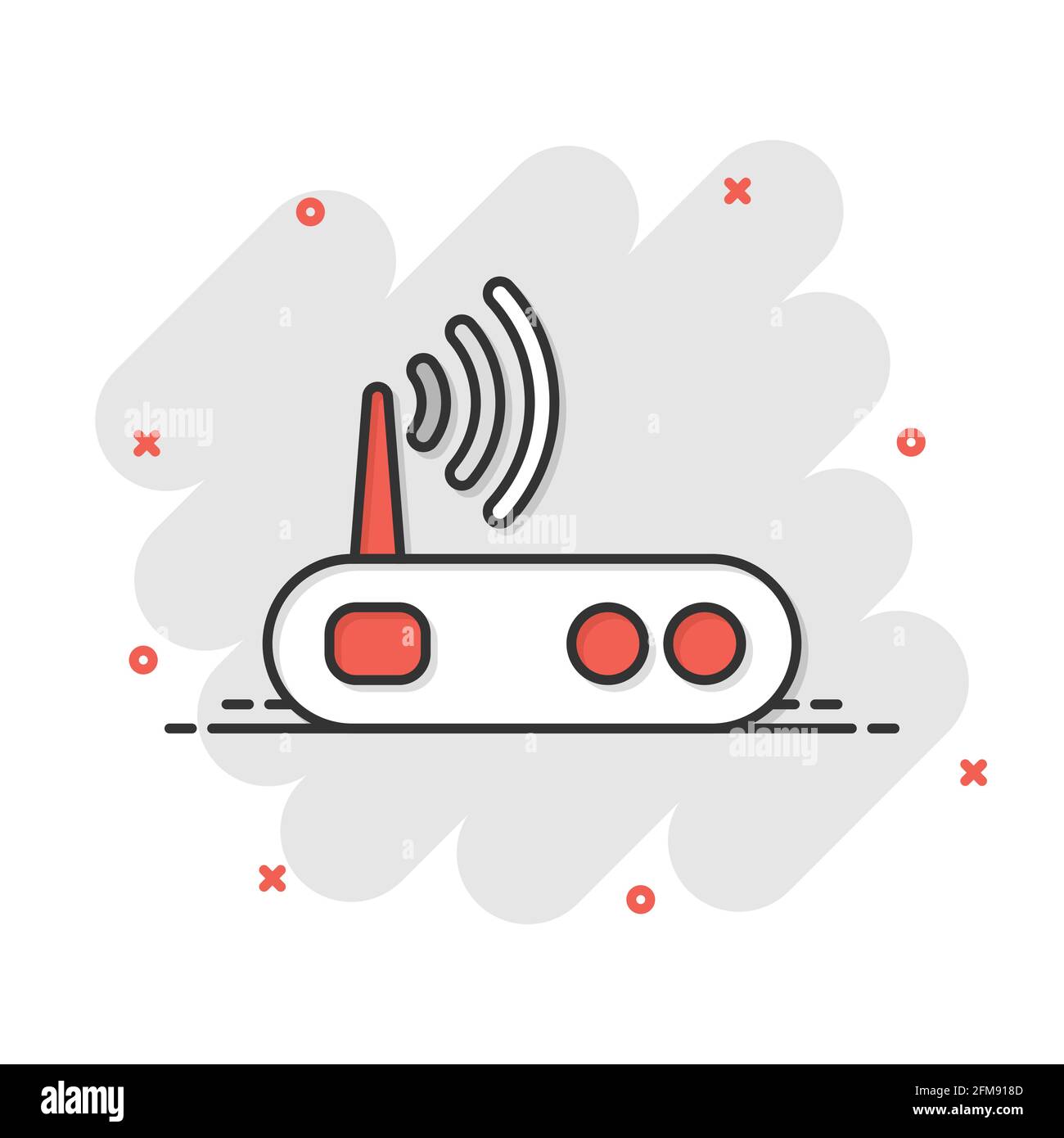Wifi router icon in comic style. Broadband cartoon vector illustration ...