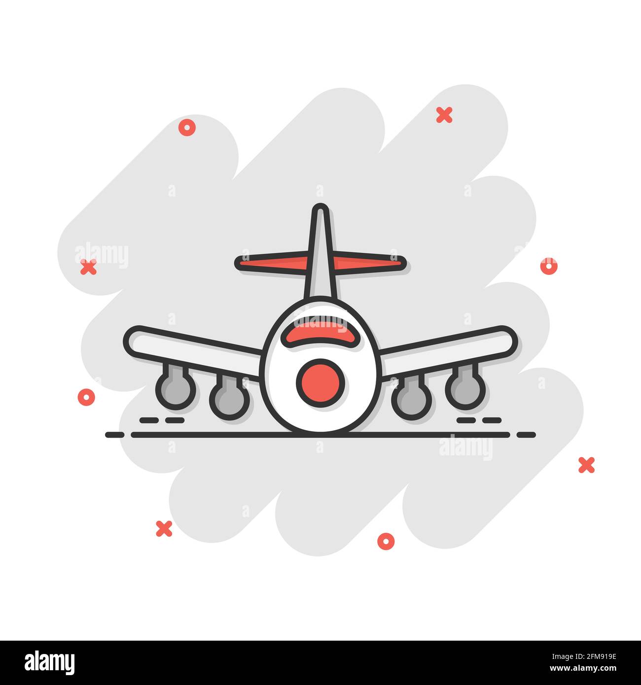Plane icon in comic style. Airplane cartoon vector illustration on ...