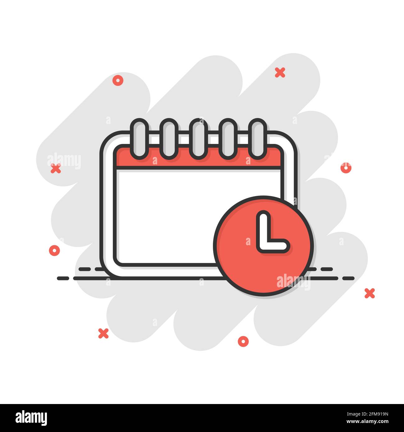 Calendar icon in comic style. Agenda cartoon vector illustration on ...