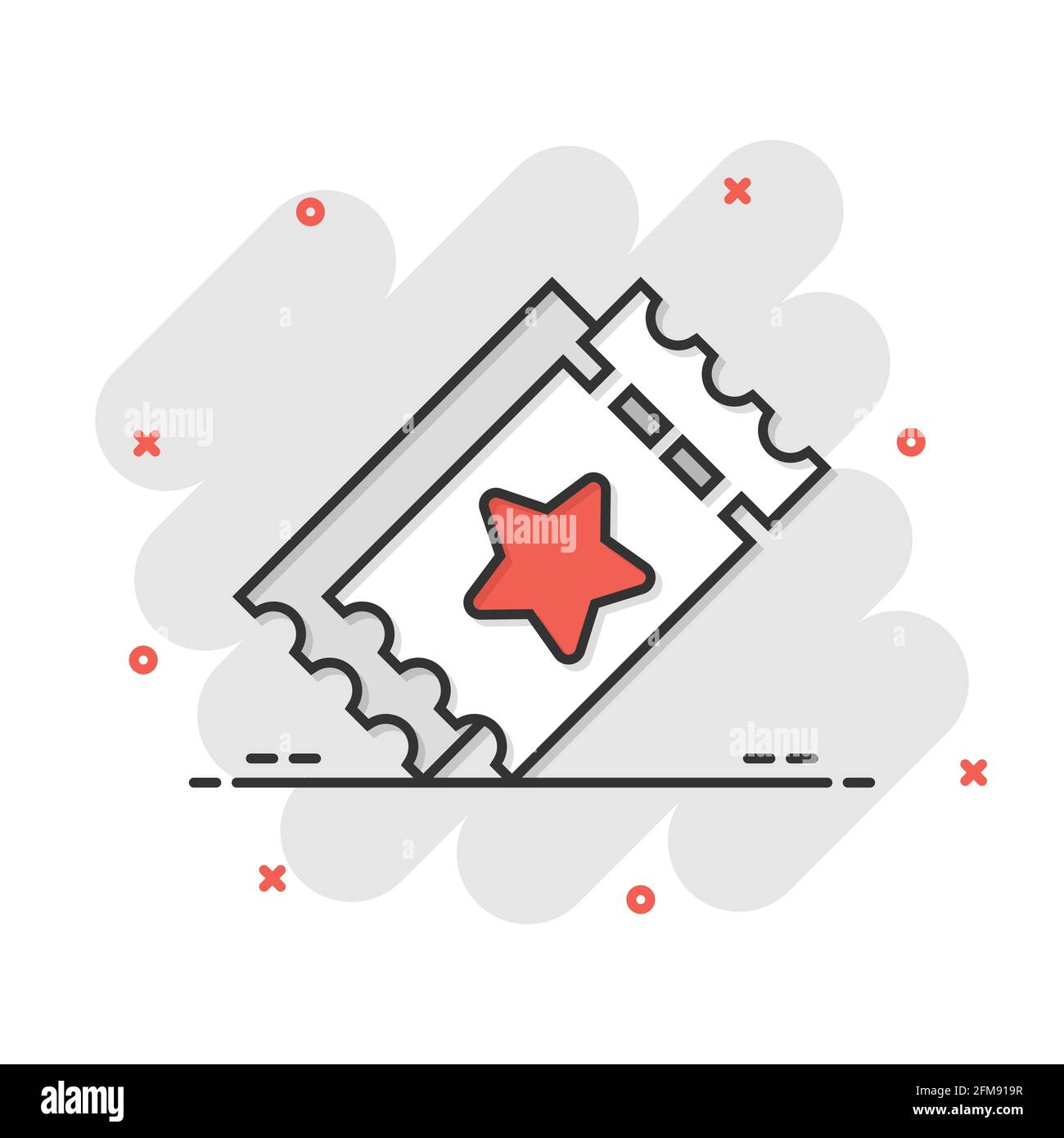 Cinema ticket icon in comic style. Admit one coupon entrance cartoon ...