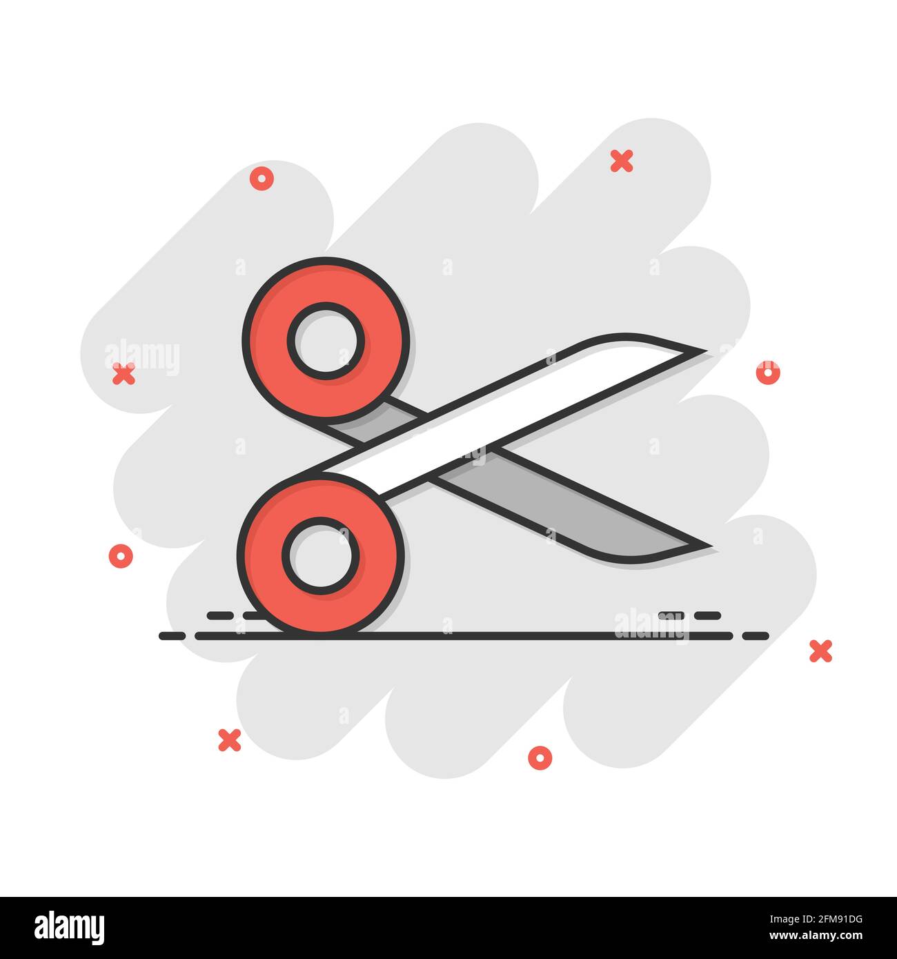 Scissor icon in comic style. Cut equipment cartoon vector illustration ...