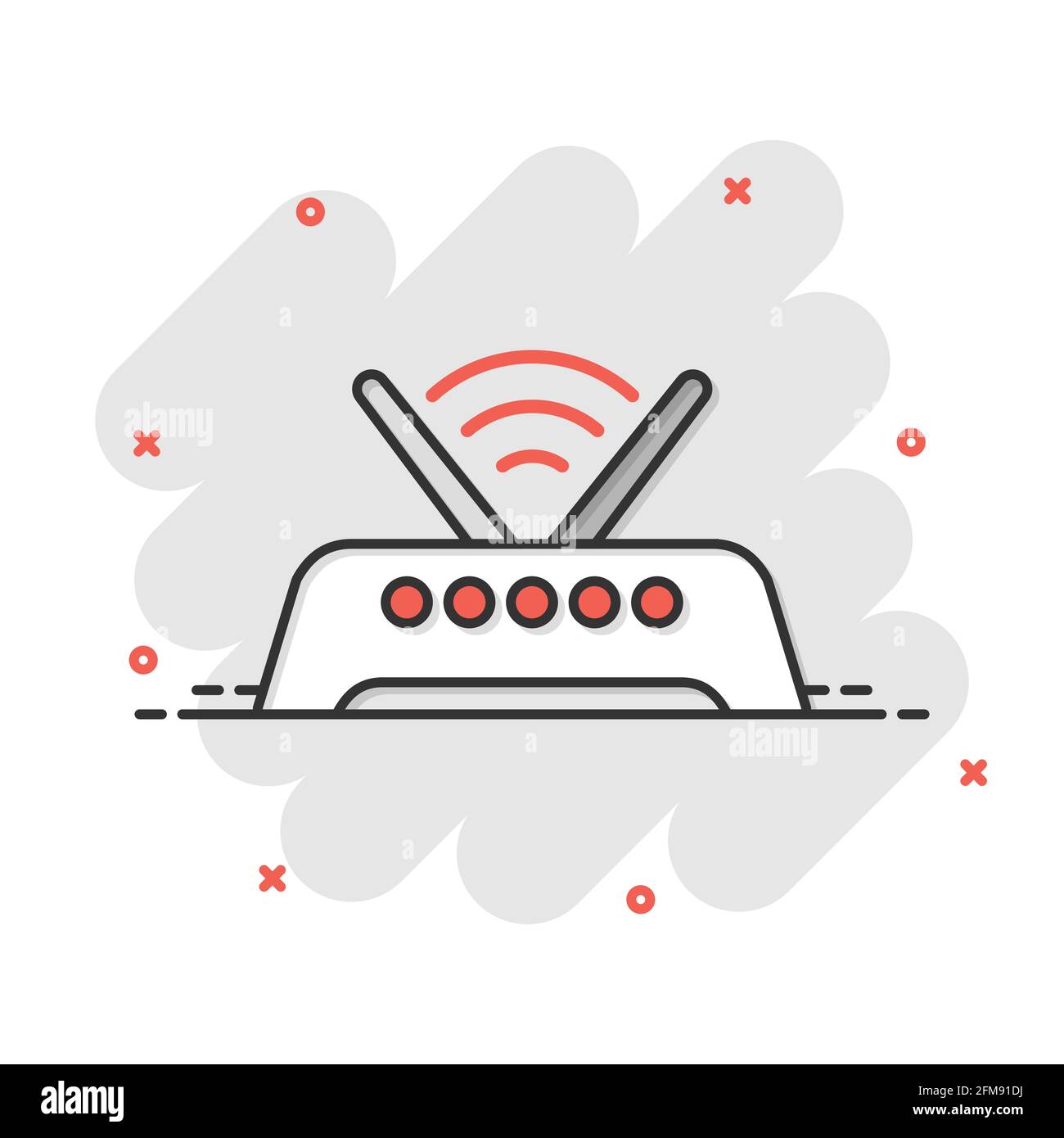 Wifi router icon in comic style. Broadband cartoon vector illustration ...