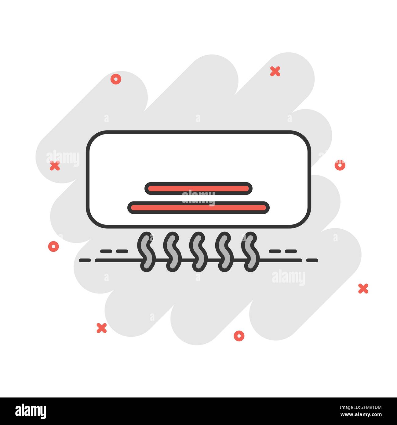 Conditioner icon in comic style. Cooler cartoon vector illustration on ...