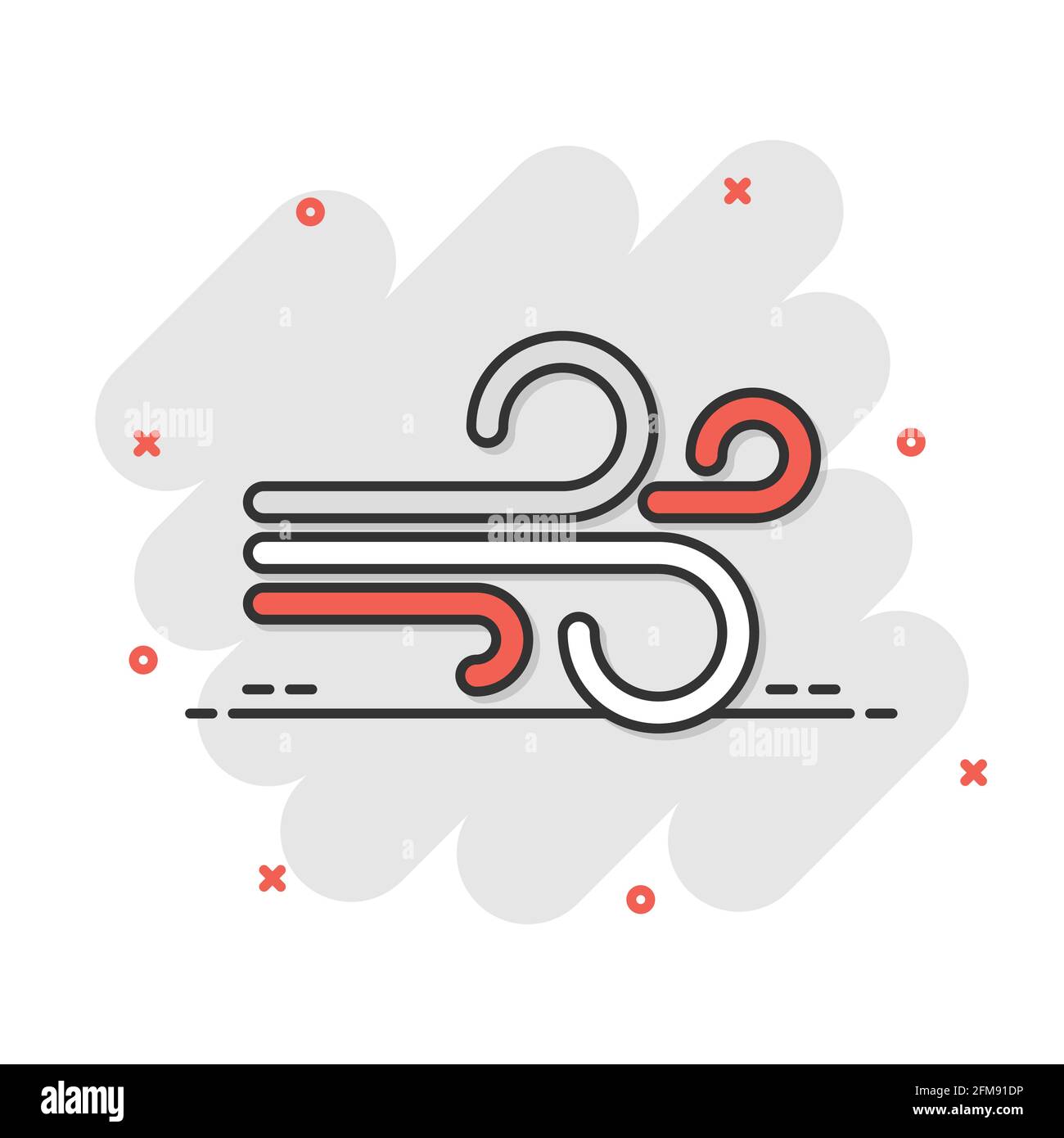 Wind icon in comic style. Air cartoon vector illustration on white ...