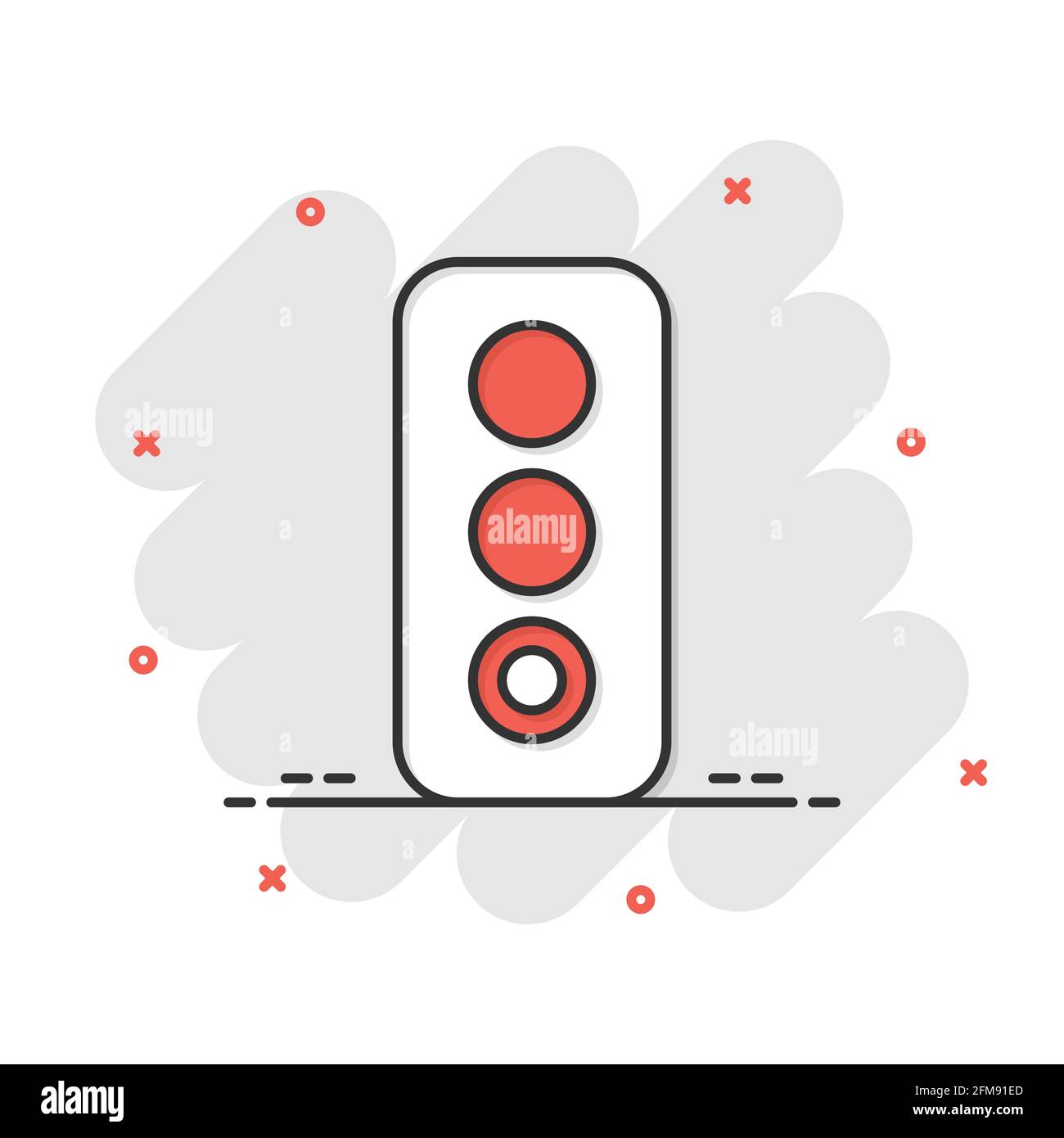 Semaphore icon in comic style. Traffic light cartoon vector ...