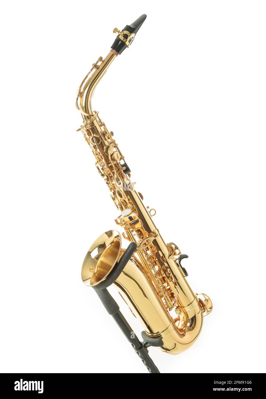 Alto Saxophone on White Background with Copy Space Stock Photo - Alamy
