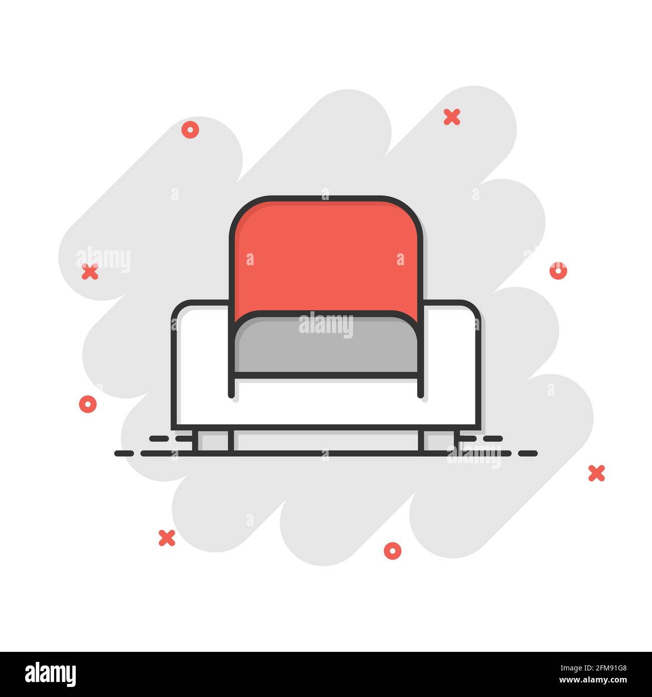 Cinema chair icon in comic style. Armchair cartoon vector illustration ...