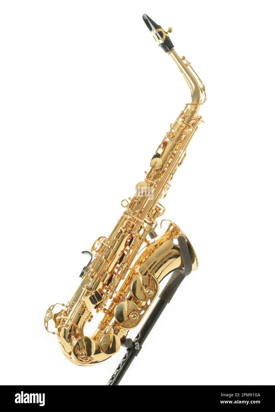Alto Saxophone on White Background with Copy Space Stock Photo - Alamy