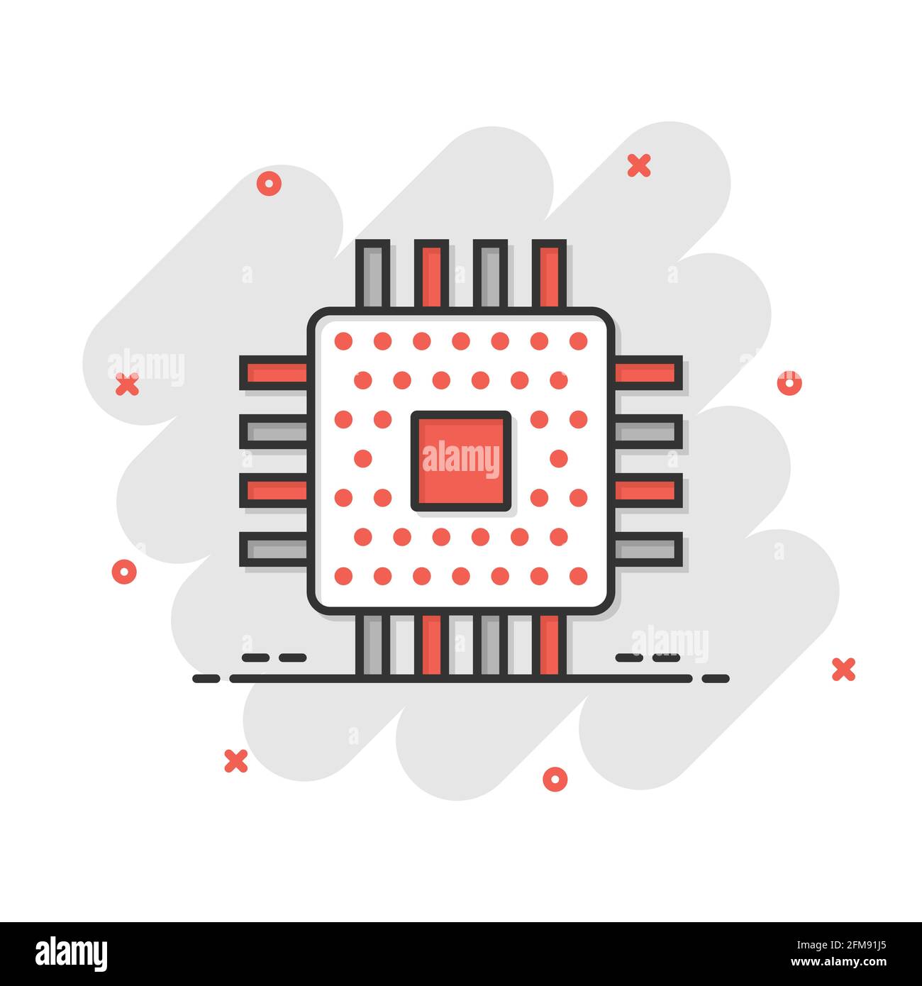 Computer cpu icon in comic style. Circuit board cartoon vector ...
