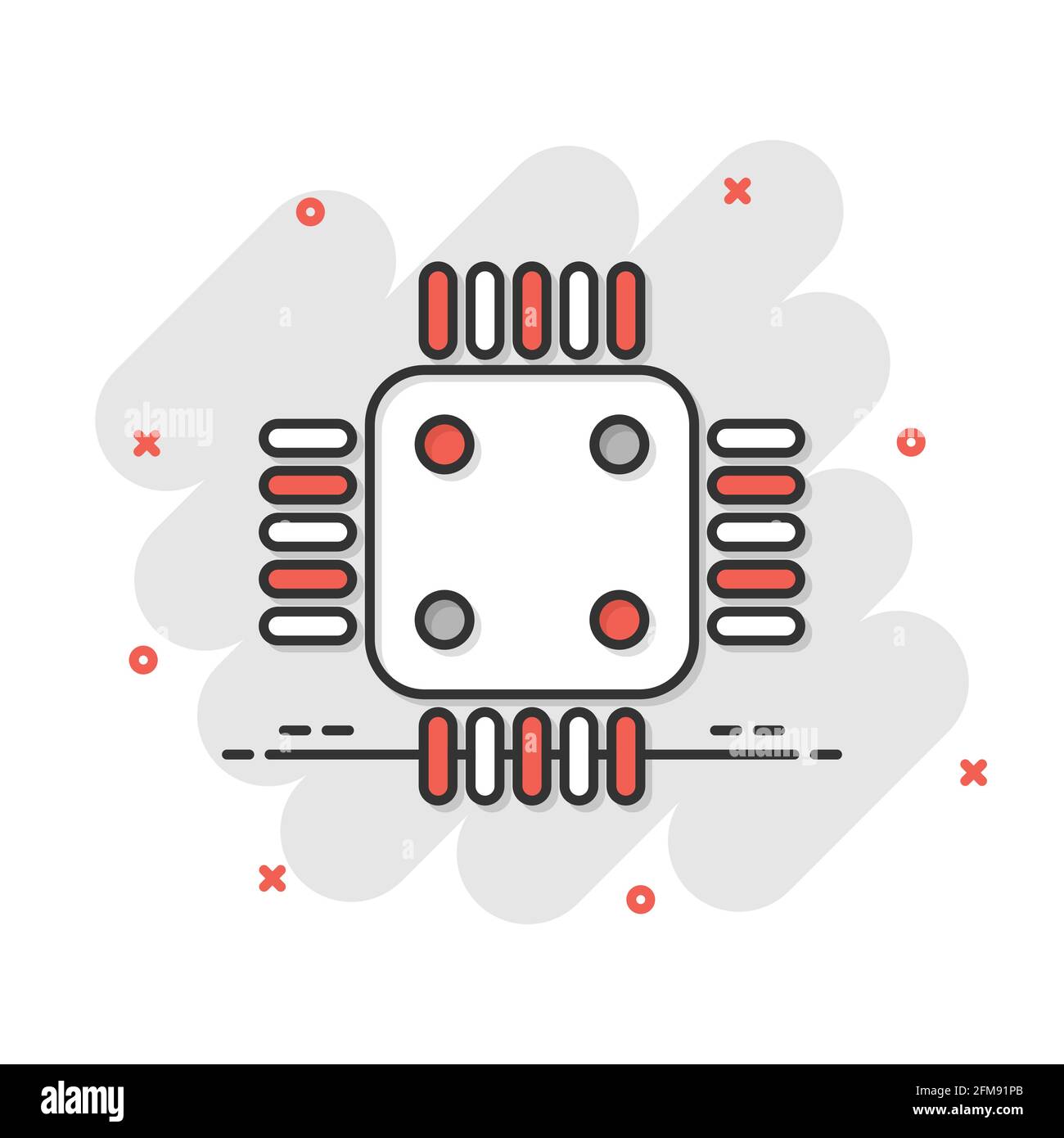 Computer cpu icon in comic style. Circuit board cartoon vector ...