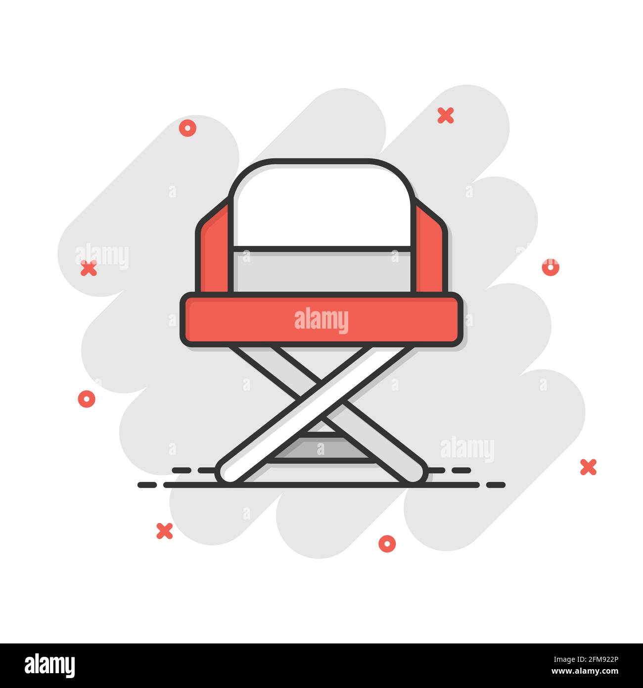 Director chair icon in comic style. Producer seat cartoon vector ...