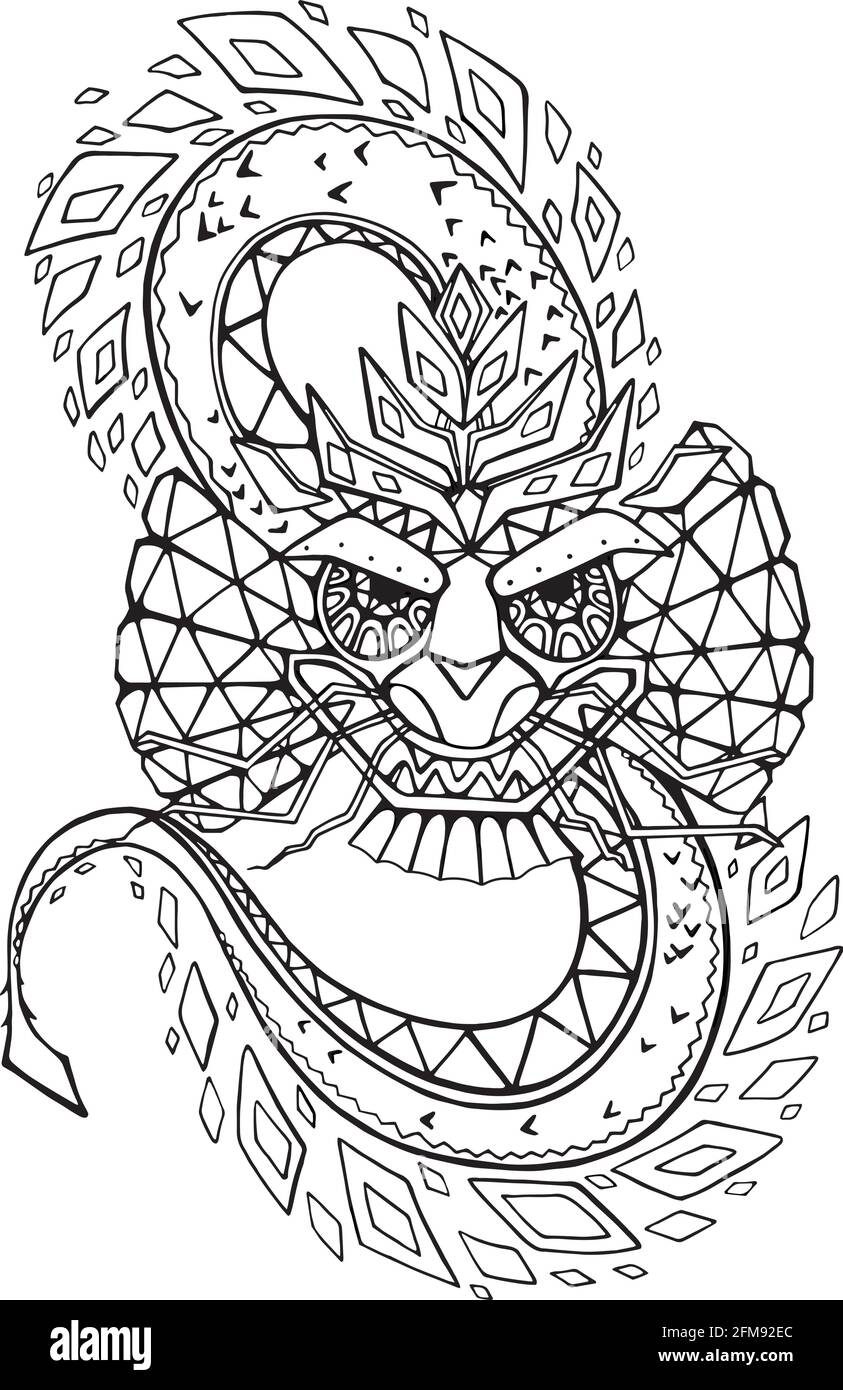 Hand drawn sketch style abstract dragon isolated on white background ...