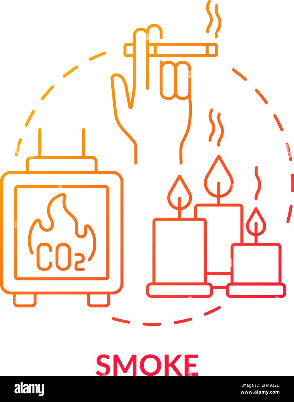 Smoke concept icon. Indoor air pollution idea thin line illustration ...