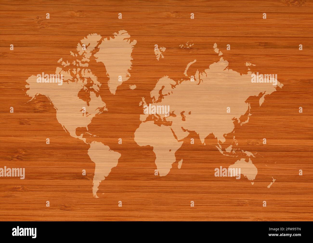 World map isolated on brown wooden wall background Stock Photo - Alamy