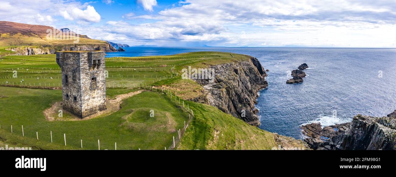 Aerial view of the Napoleonic Signal Tower in Malin Beg - County ...