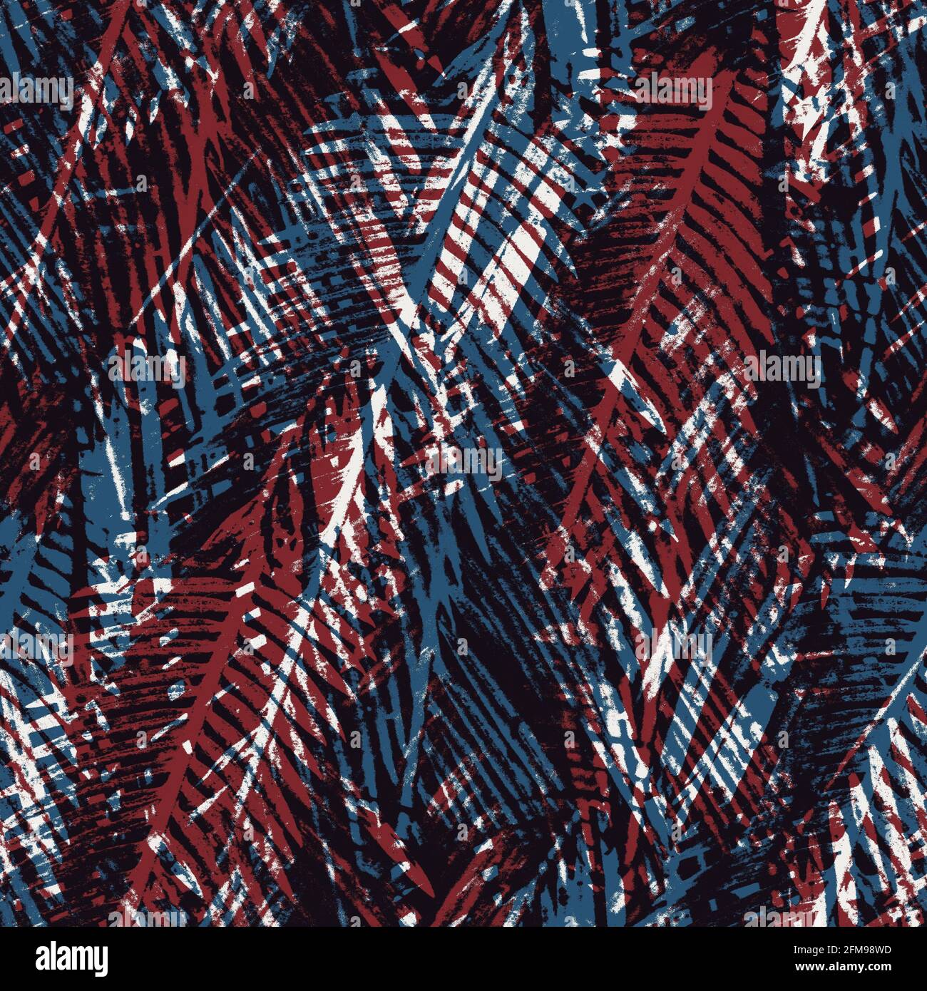 Seamless tropical pattern in red blue black white Stock Photo - Alamy