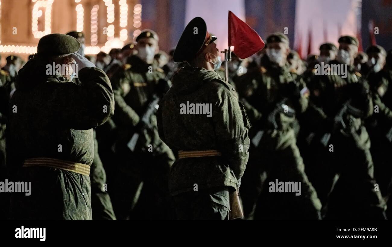 Moscow, Russia. 04th May, 2021. A commander looks at the passing ...