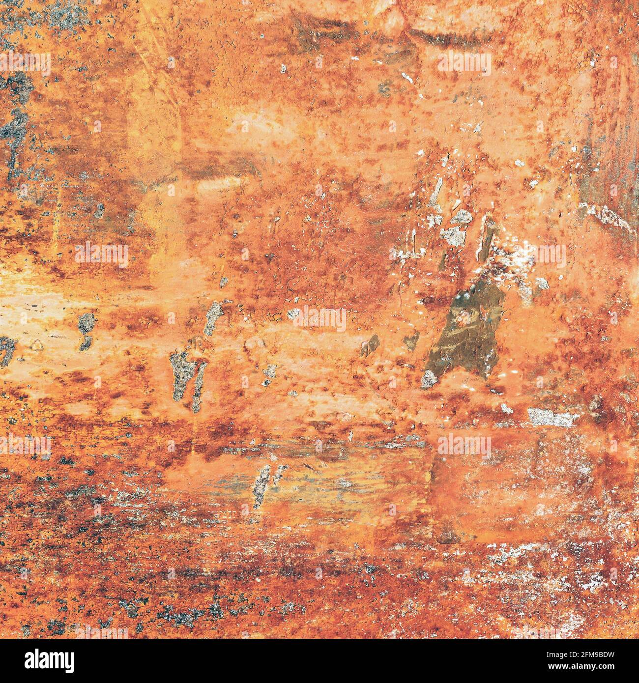 Rust metal background. Grunge orange panel with oxidized or rusty marks ...