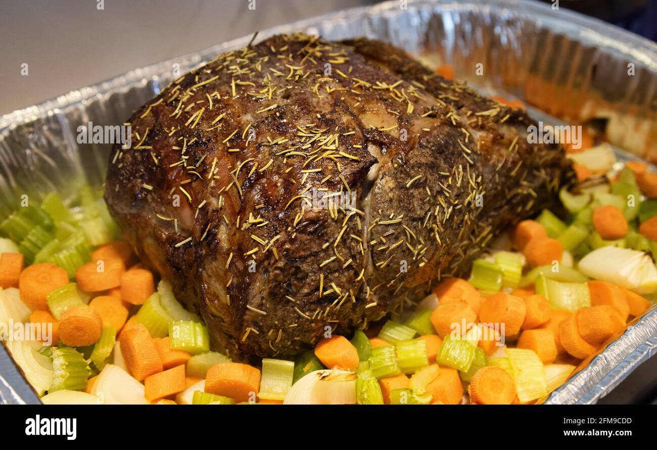 A big Fresh Slice of Prime Rib Stock Photo - Alamy