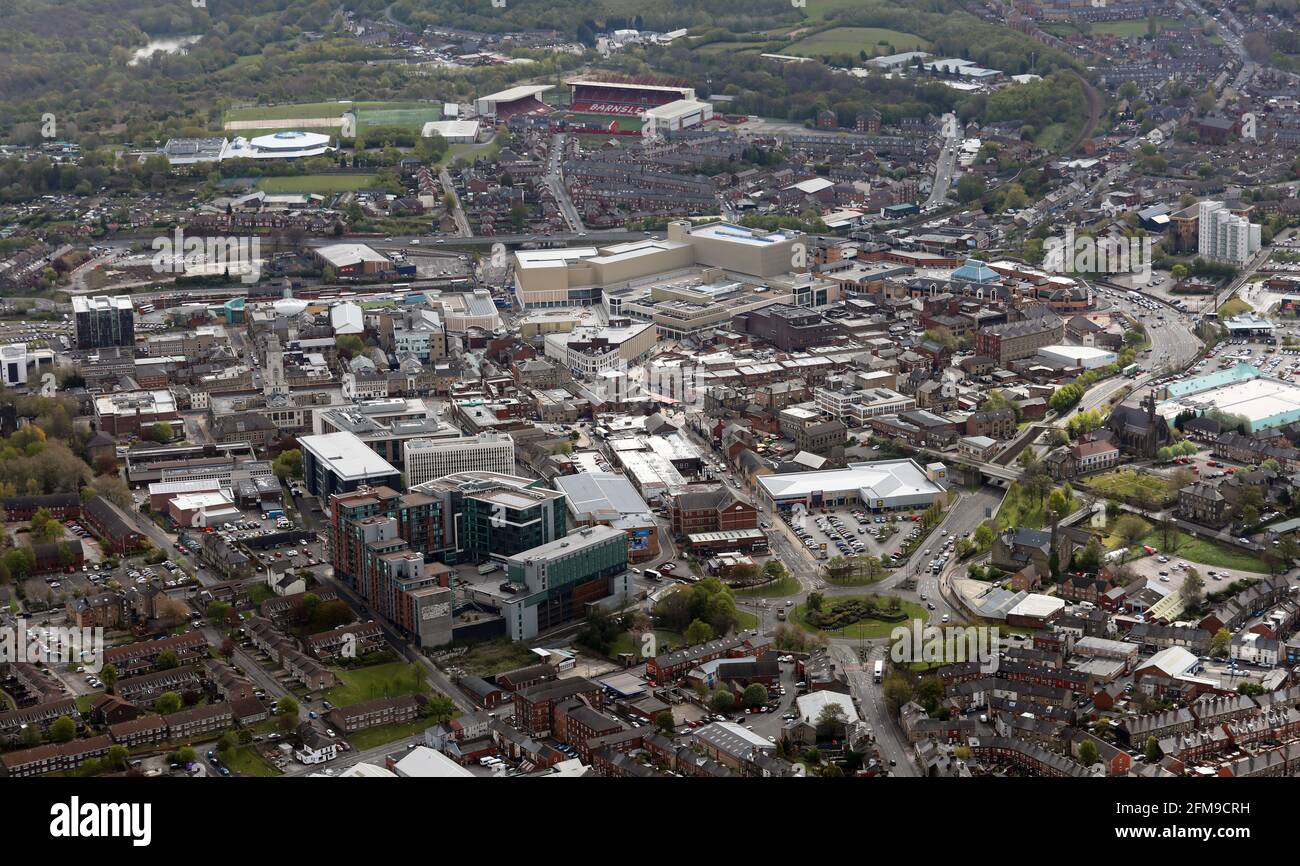 aerial view of the Barnsley skyline, South Yorkshire Stock Photo - Alamy