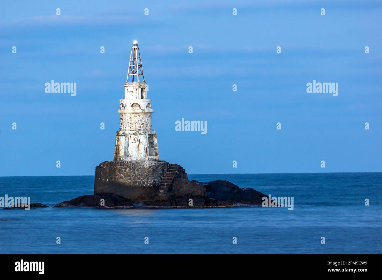 Amazing sunset view of lighthouse town of Ahtopol, Burgas Region ...