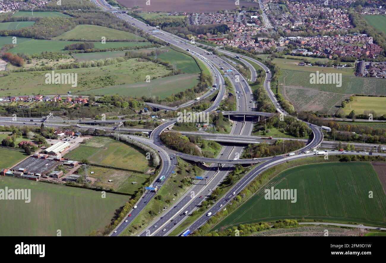 aerial view of the M1/M62 Lofthouse Interchange near Wakefield, West ...