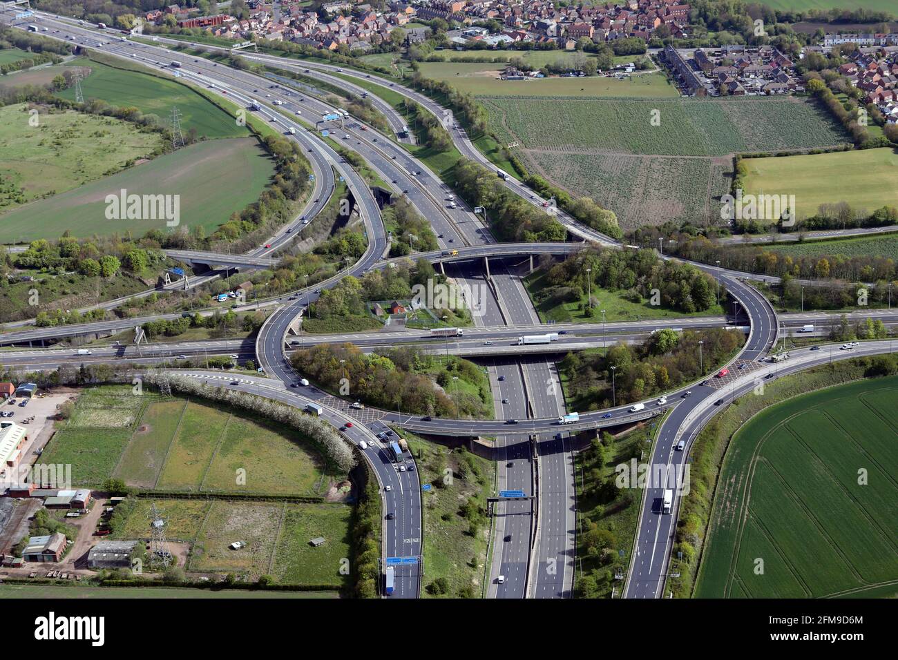 aerial view of the M1/M62 Lofthouse Interchange near Wakefield, West ...