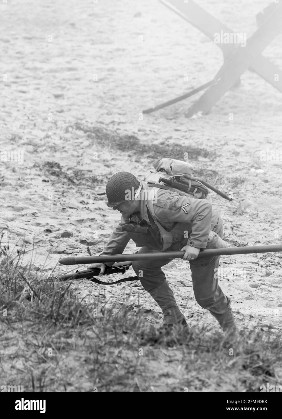 Soldiers in battle enactment Black and White Stock Photos & Images - Alamy