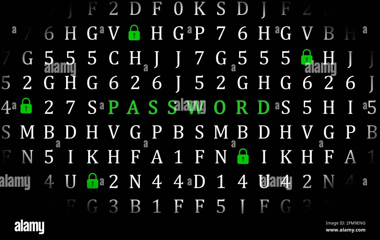 Information technology concept - PASSWORD lettering in green inside ...