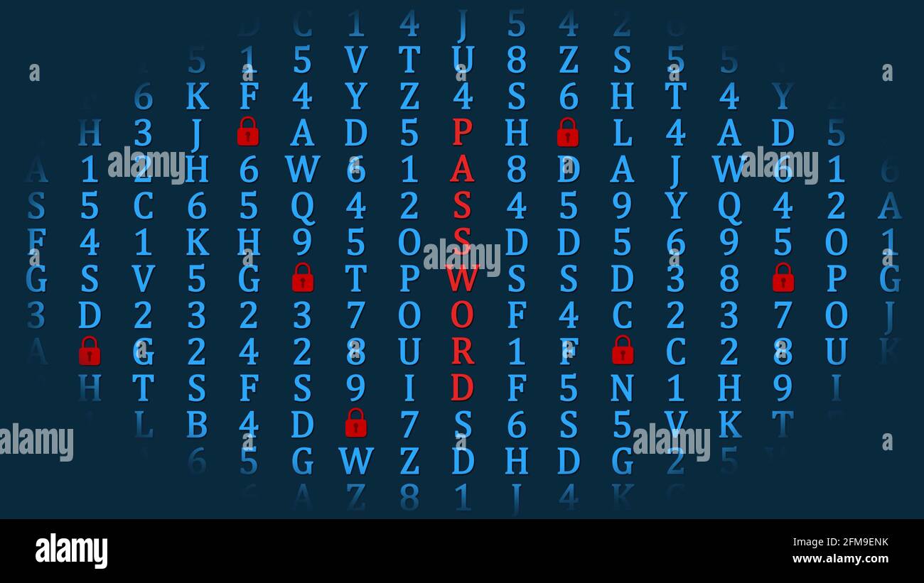 Information technology concept - PASSWORD lettering inside machine code ...