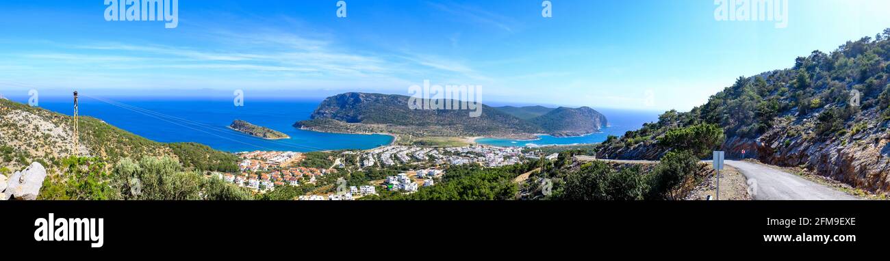 Panoramic shot of Cape Tisan in Mersin, Turkey under a clear blue sky ...