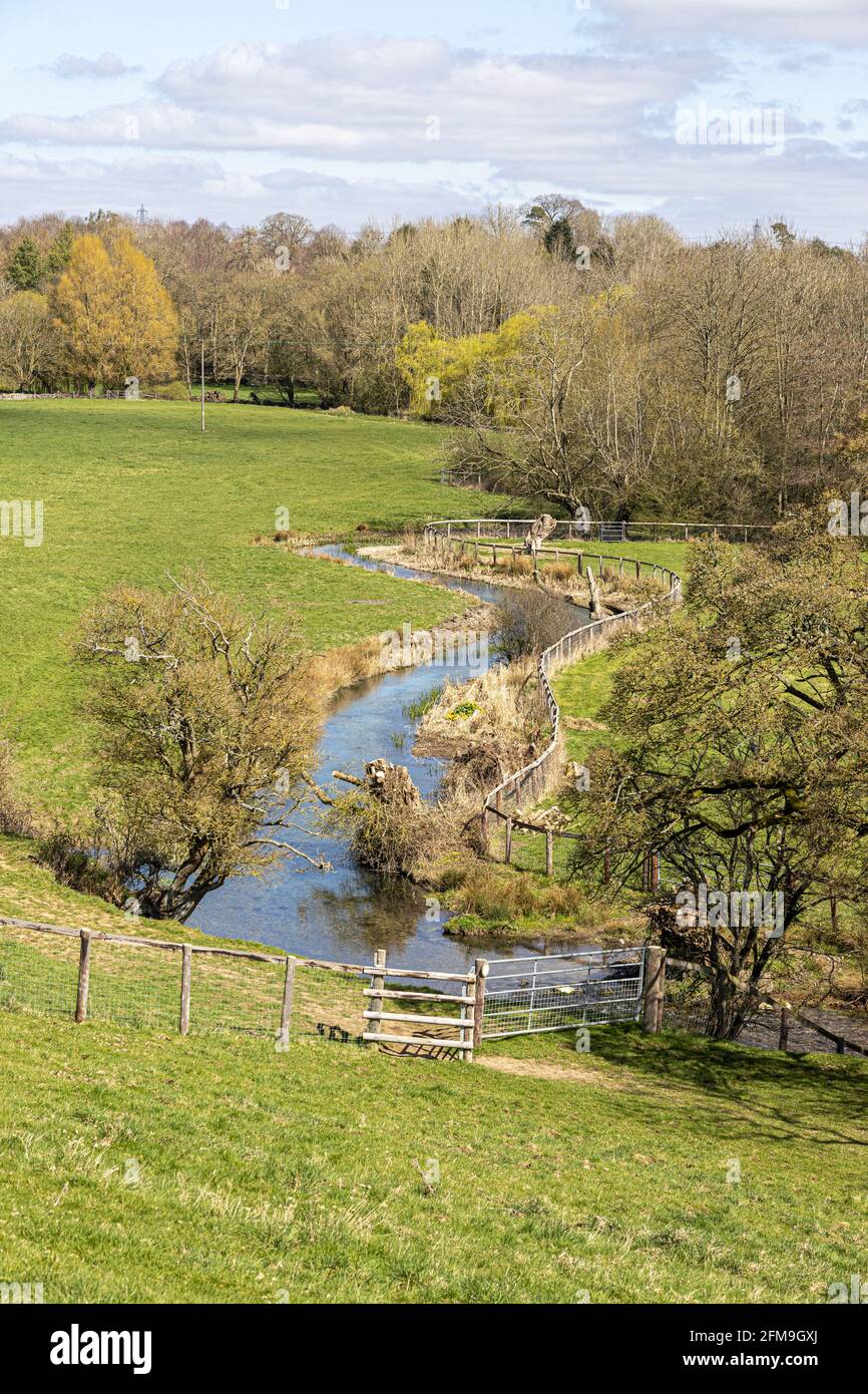 The valley of the infant River Leach between the Cotswold villages of ...