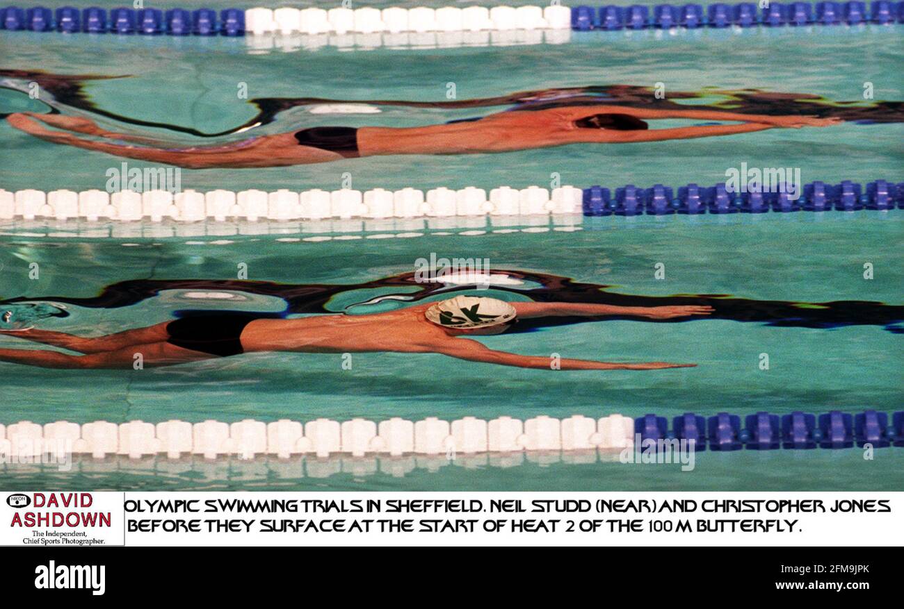 Neil Studd near and Christopher Jones durind olympic swimming trials in ...
