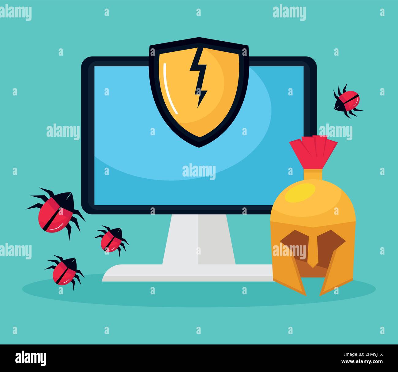 desktop with cyber security Stock Vector Image & Art - Alamy