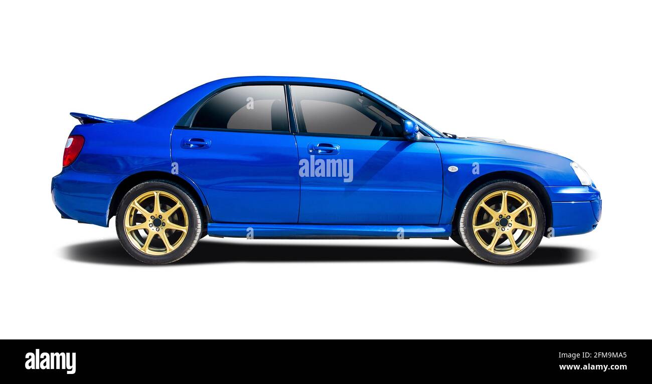 Sedan car side view isolated on white backgroynd Stock Photo - Alamy