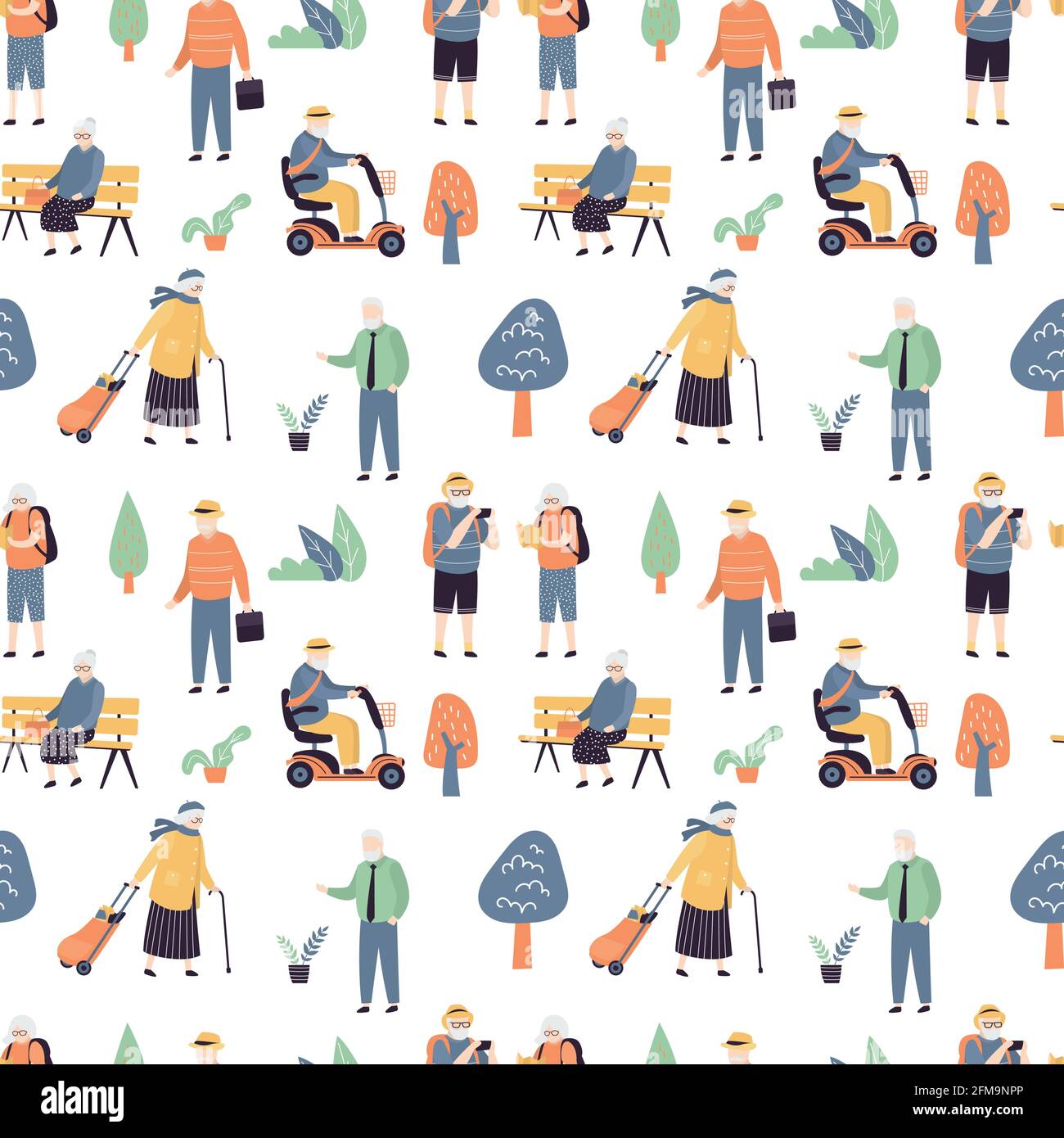 Seamless pattern elderly people Stock Vector Images - Alamy